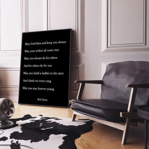 Bob Dylan Quote Print, May God Bless and Keep You Always. Unframed or ...