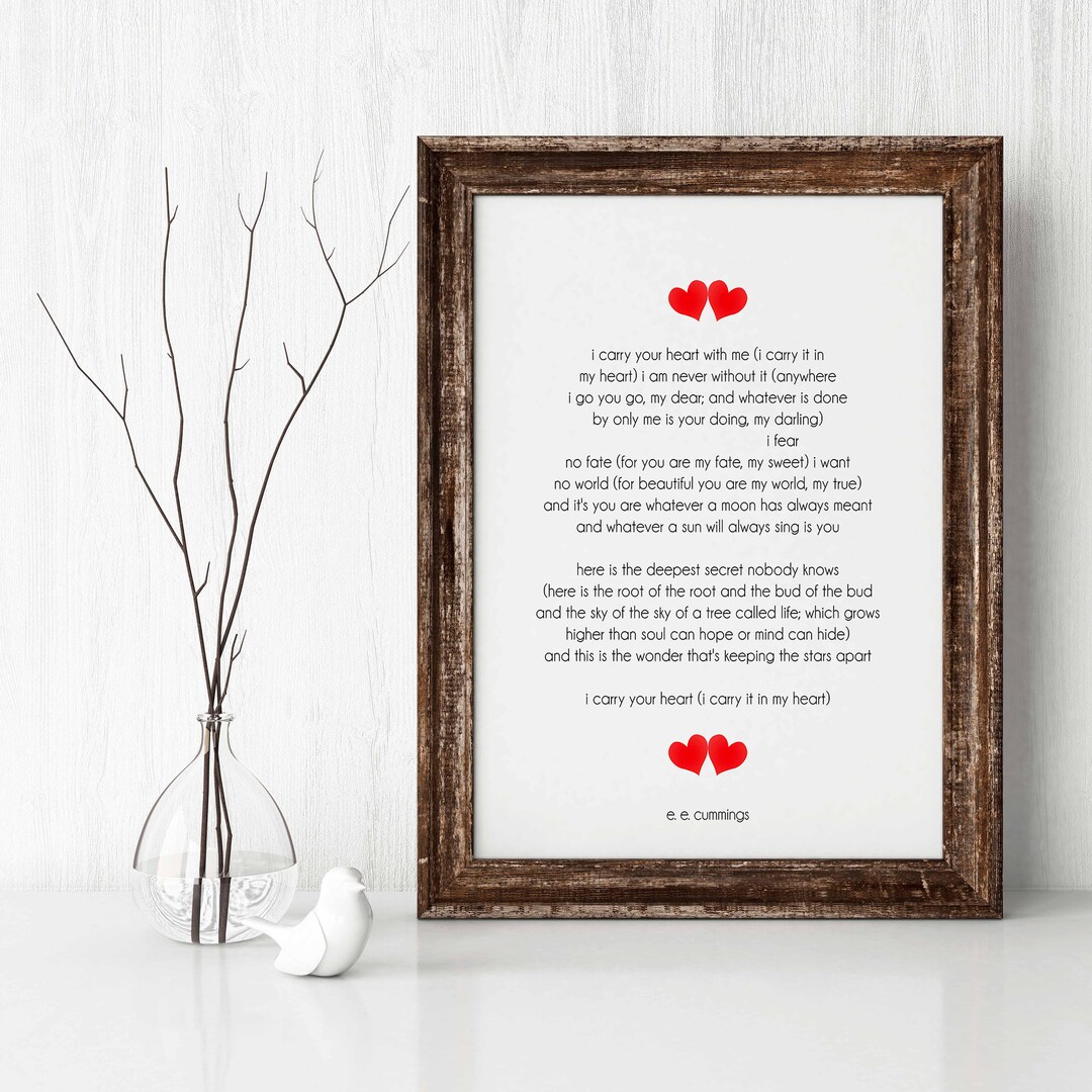 I Carry Your Heart With Me E.e. Cummings Unframed Poem Print ...