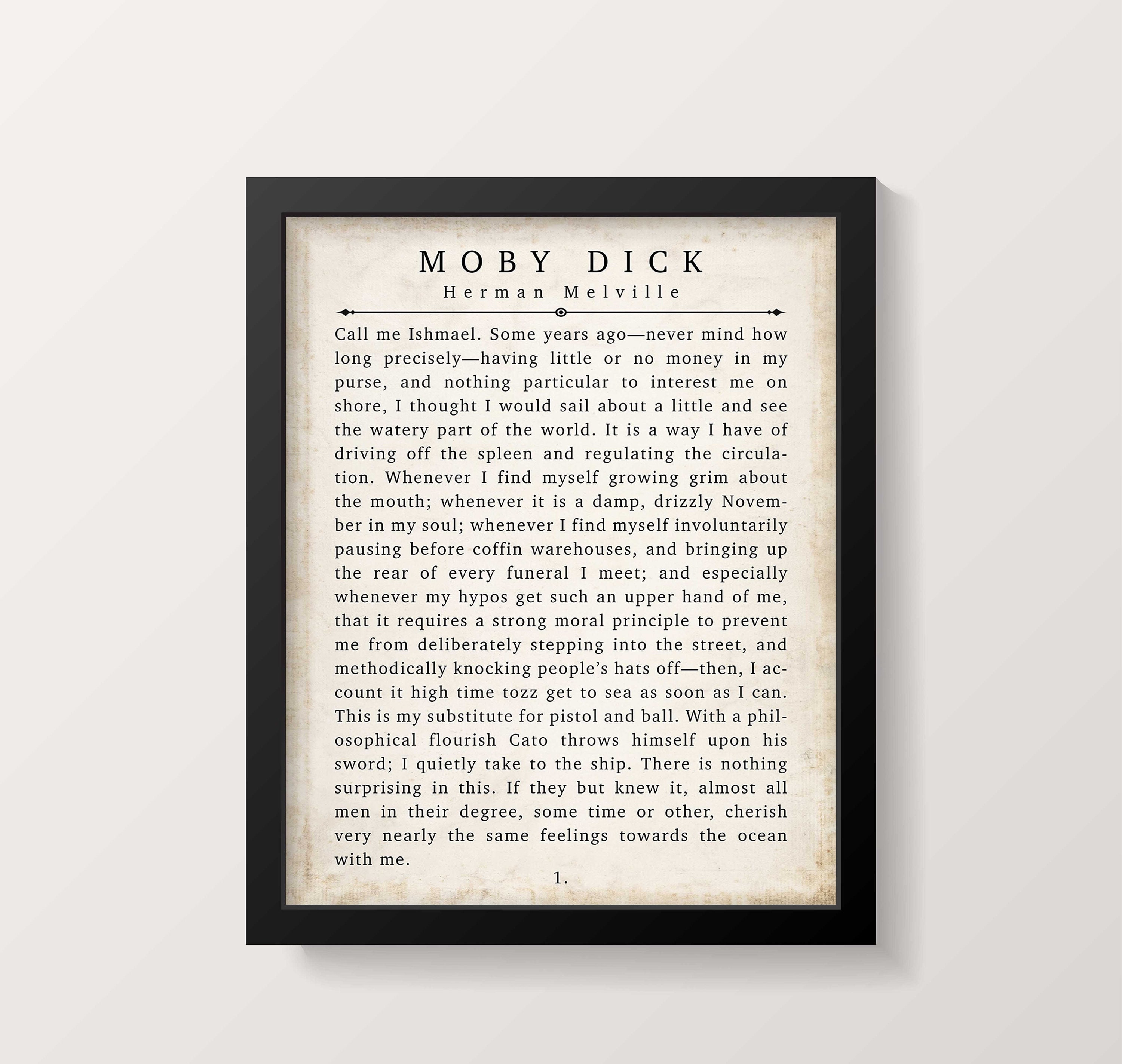 Moby Dick Herman Melville Book Quote Print Vintage Page 1. - Etsy