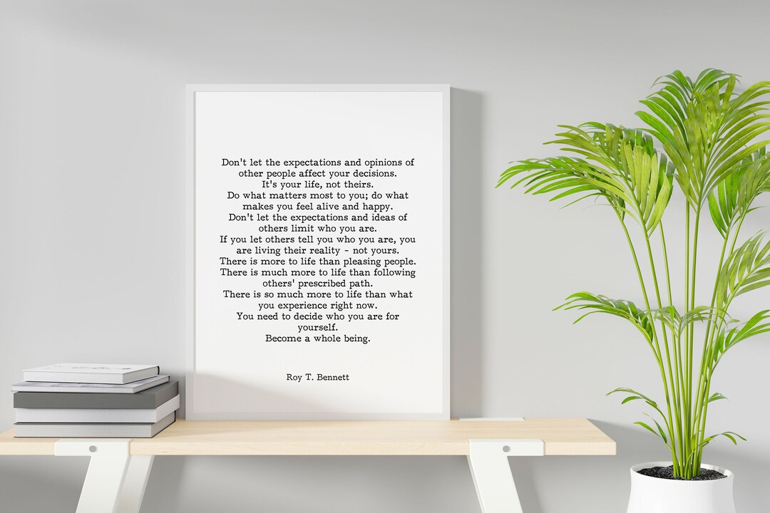 Roy T Bennett Inspirational Quotes Literary Art Print, Become a Whole ...