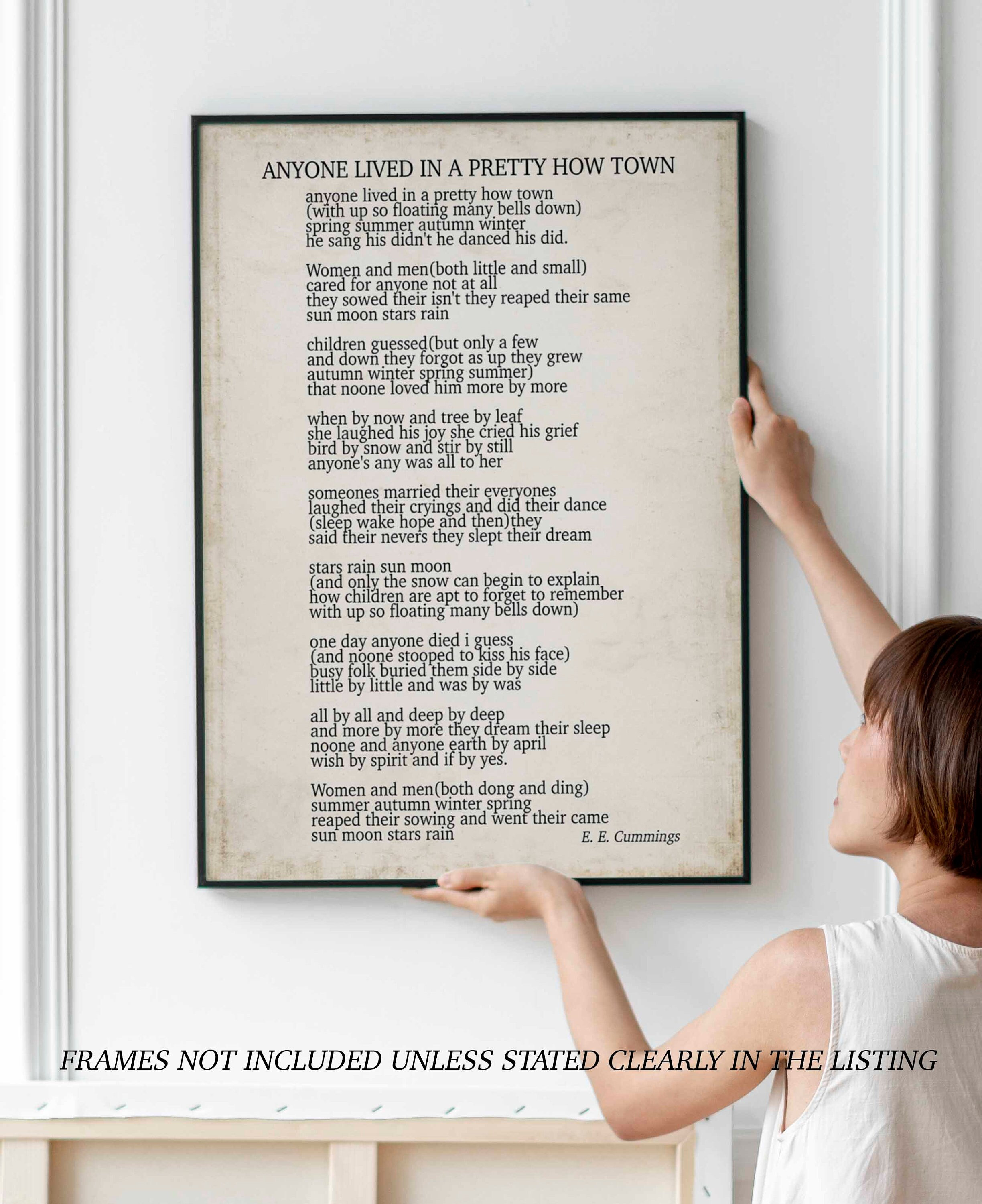 E E Cummings Poem Print, Anyone Lived in a Pretty How Town Poem, Ee ...