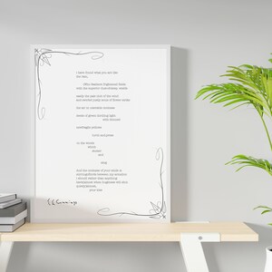 E.E. Cummings Poetry Print I Have Found What You Are Like Literary ...