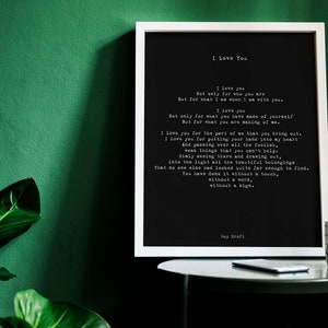 I Love You Poem, Roy Croft Wedding Poetry , Unframed or Framed Wall Art ...