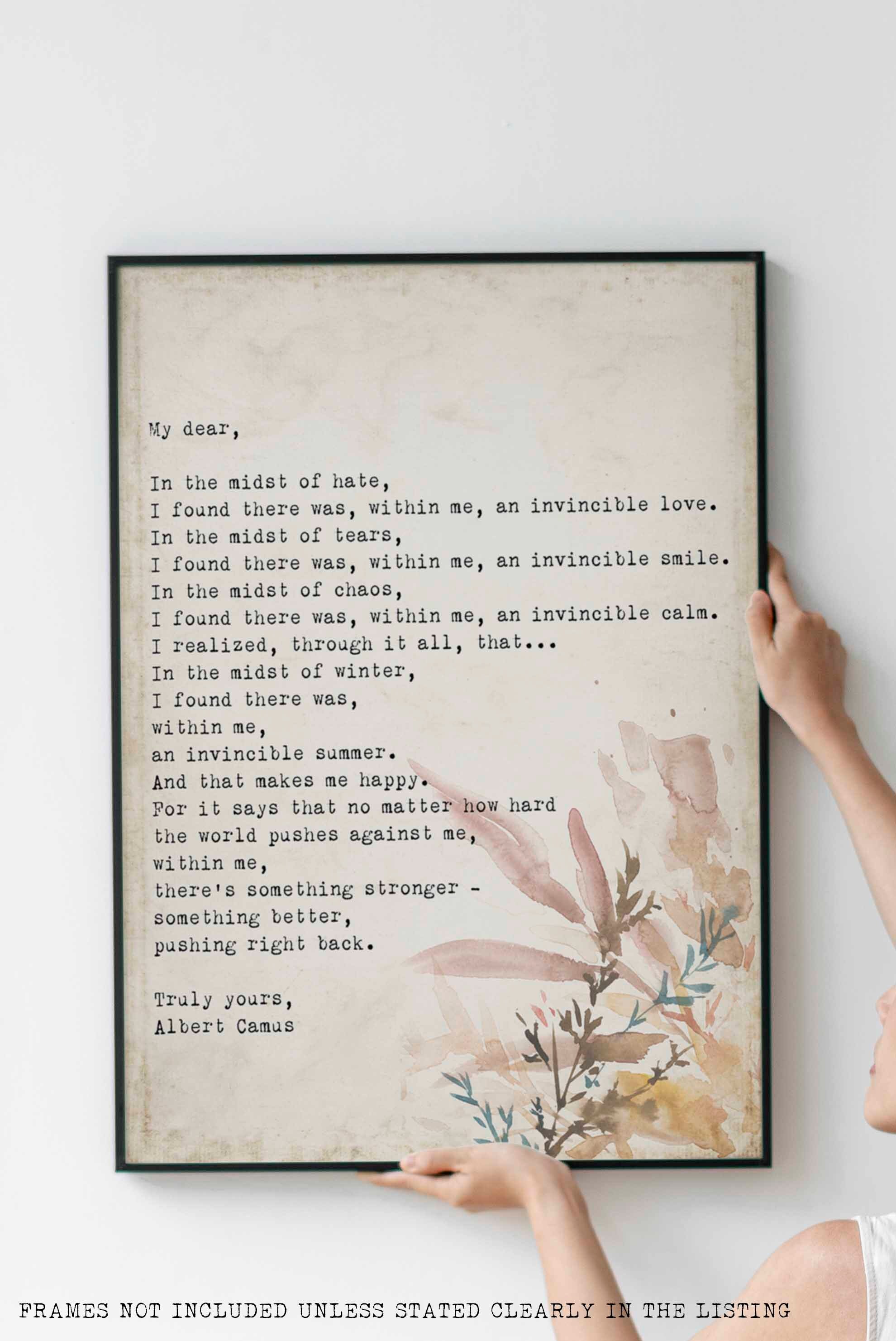 Albert Camus Invincible Summer Wall Art Print Literature - Etsy