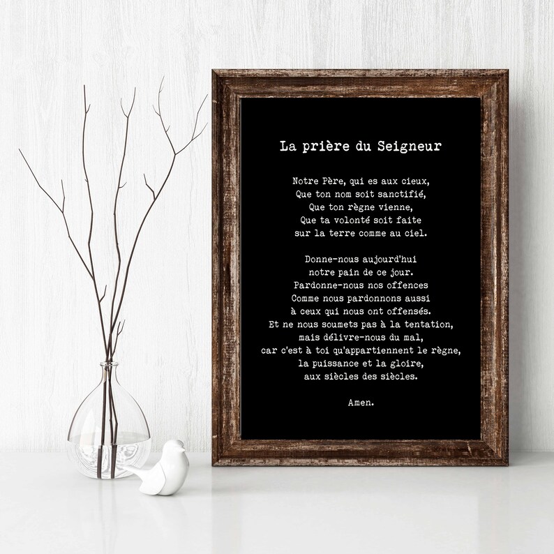 French LORD's Prayer Unframed Quote Print in Black & | Etsy