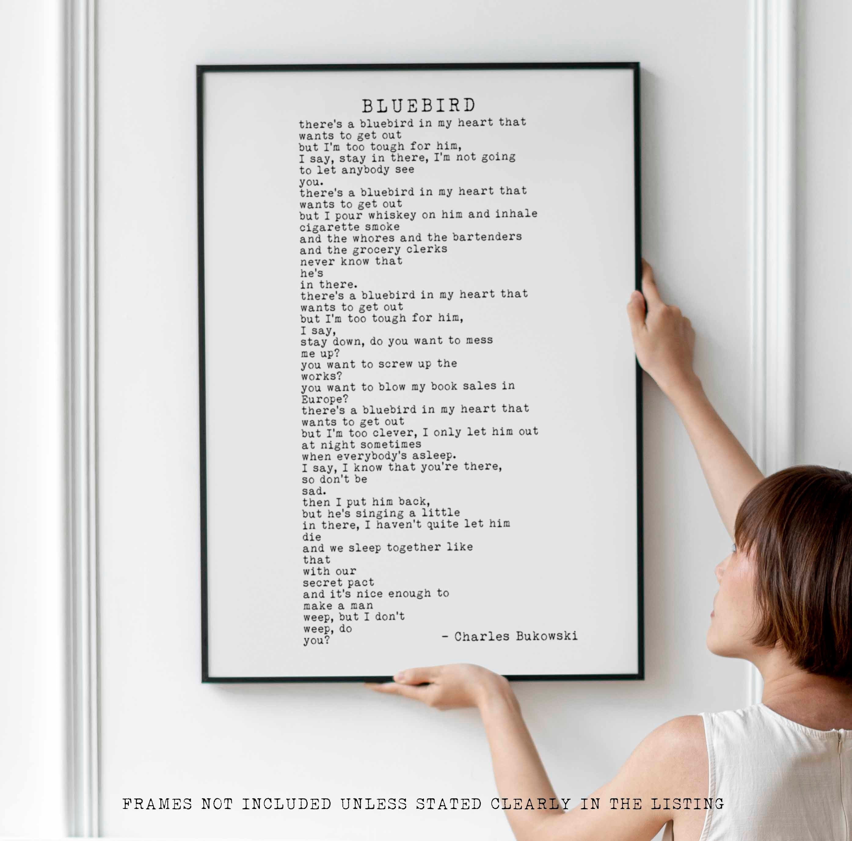 Charles Bukowski BLUEBIRD Poem Print Minimalist Black & White | Etsy