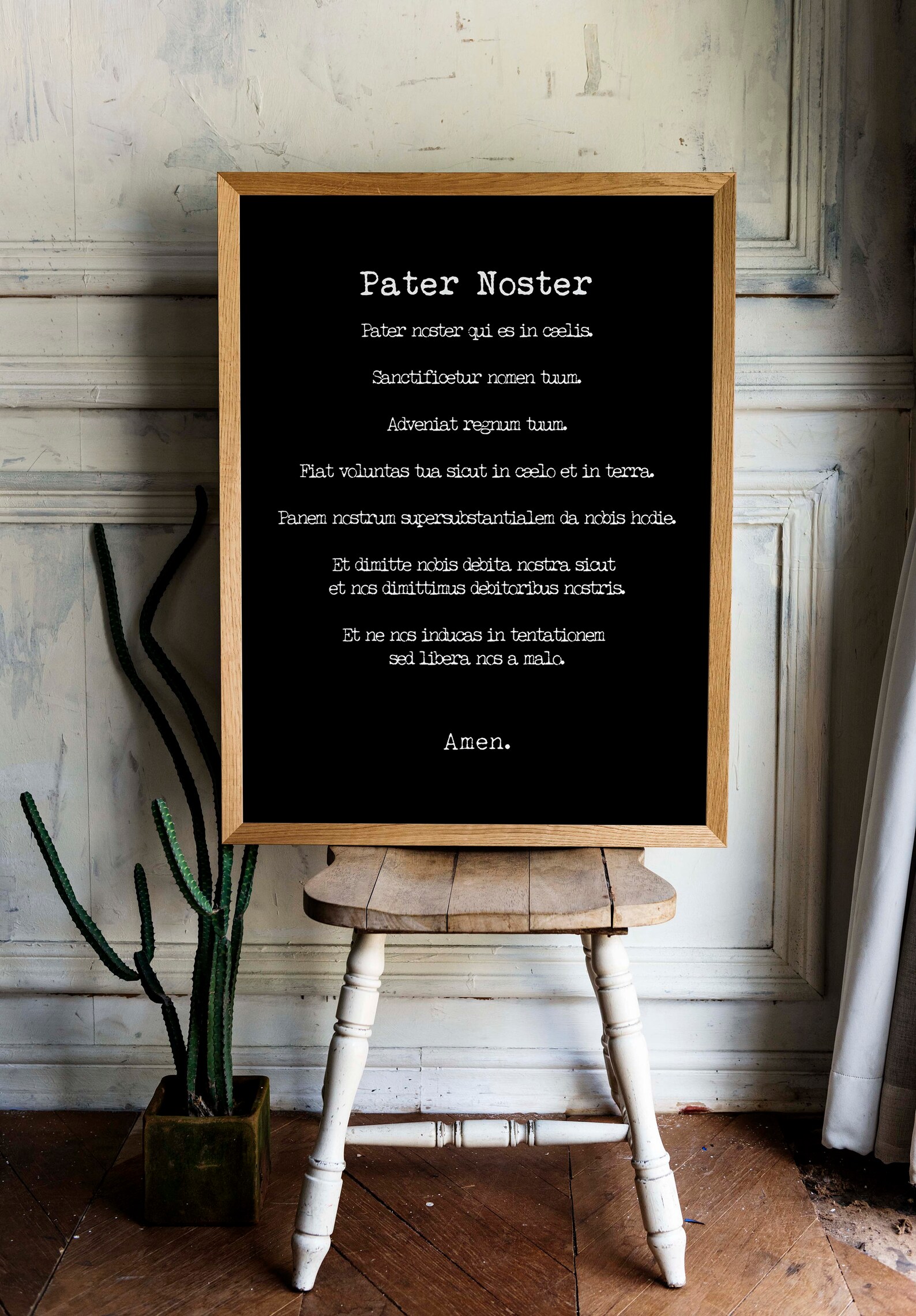 Pater Noster Print, the LORD'S Prayer Latin Quote Print in Black ...