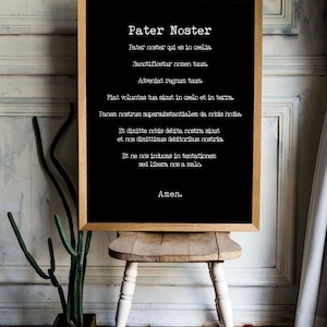 Pater Noster Print, the LORD'S Prayer Latin Quote Print in Black ...