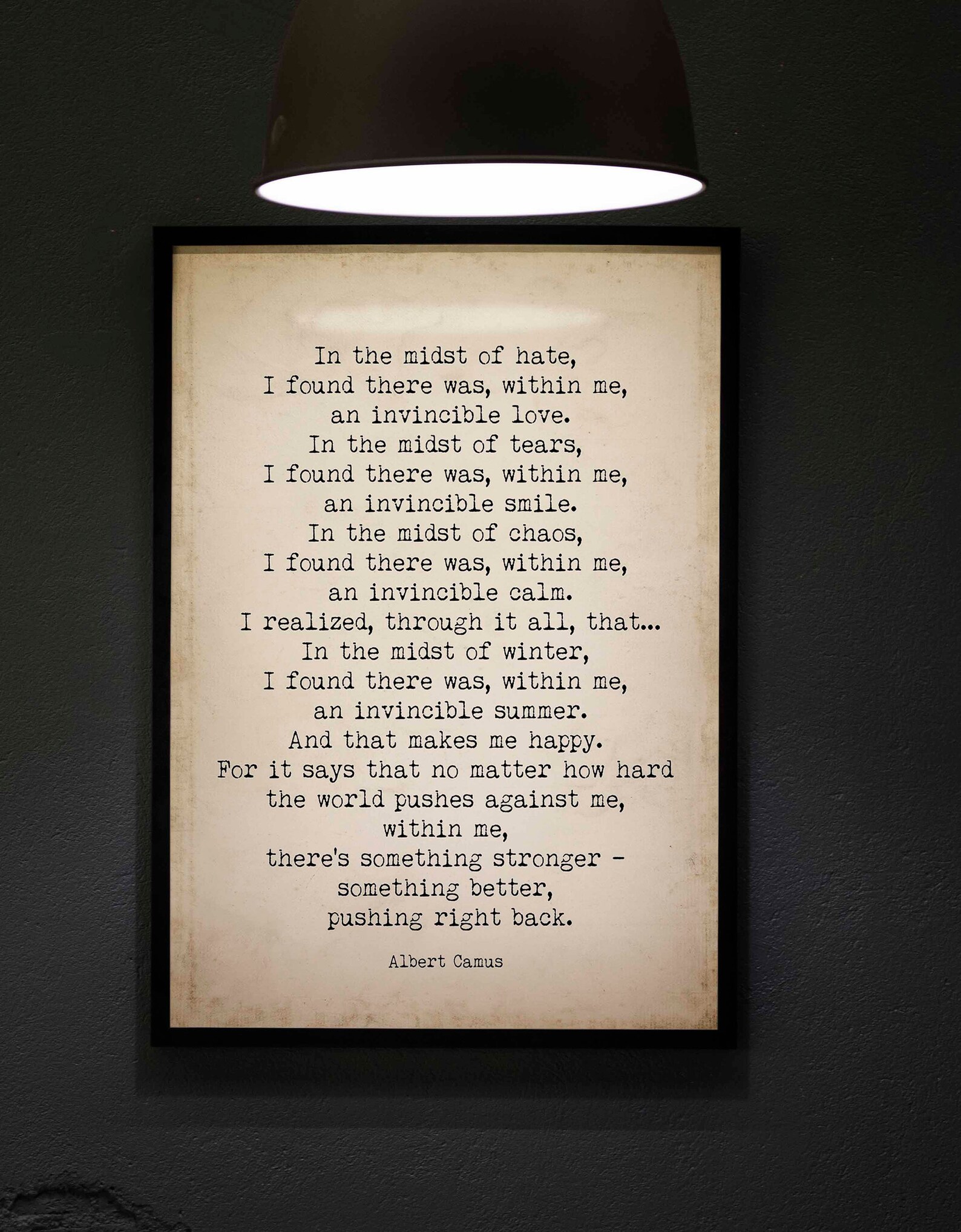 Albert Camus Invincible Summer Black & White Art, Inspirational Artwork ...