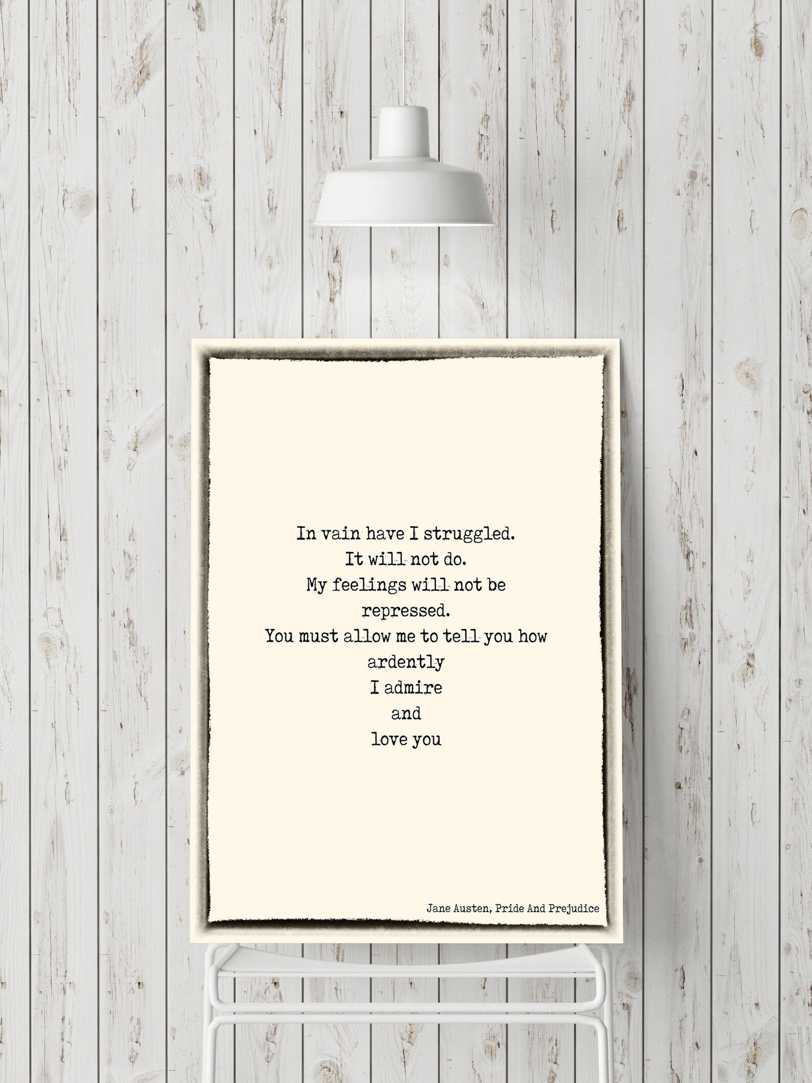 In Vain Jane Austen Quote Art Pride and Prejudice Print Love | Etsy