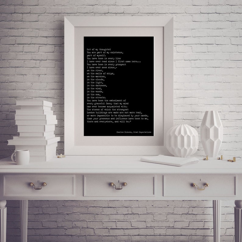 Charles Dickens Great Expectations Quote Print Black & White Art, Great ...