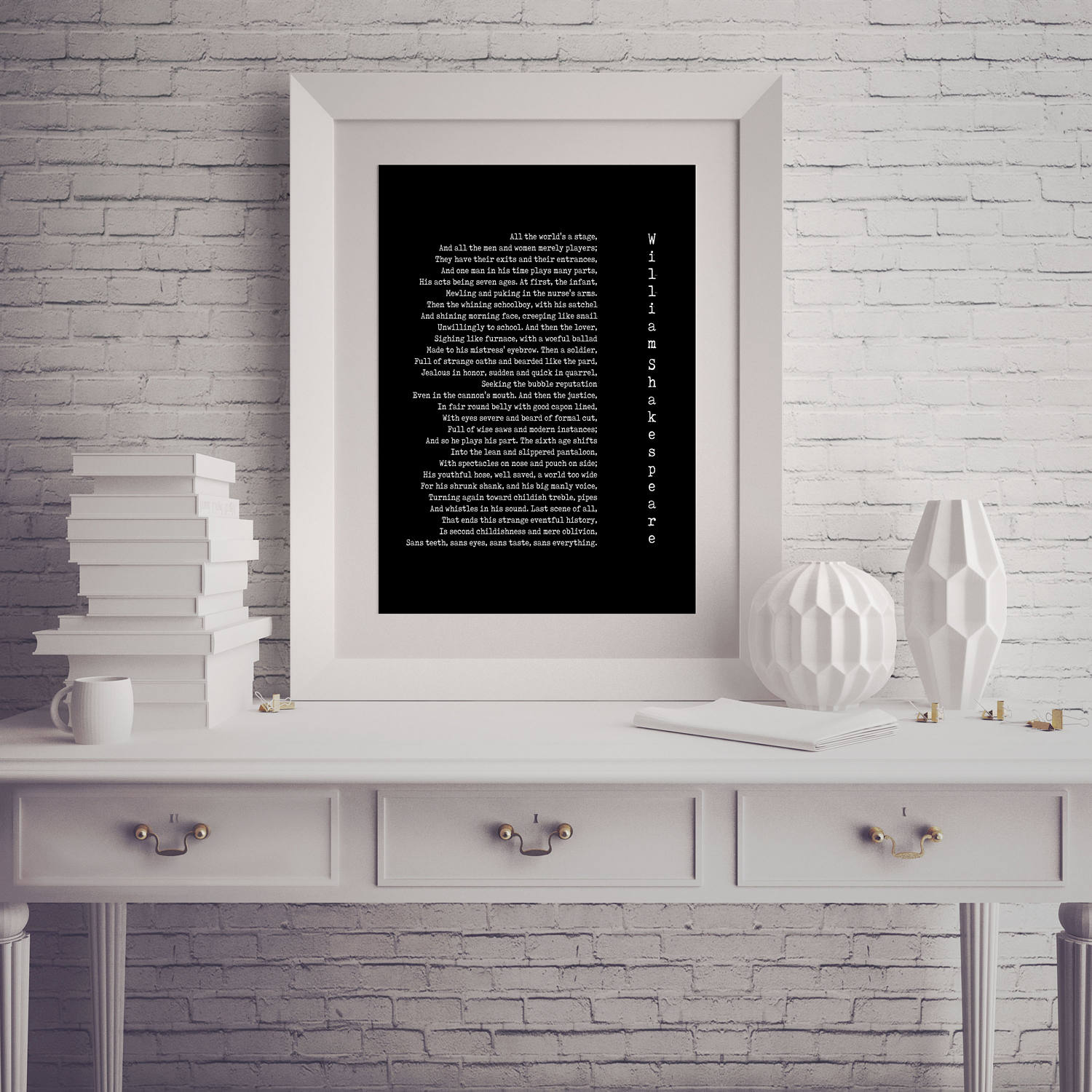 All the World's A Stage Shakespeare Print, as You Like It Literary Art ...