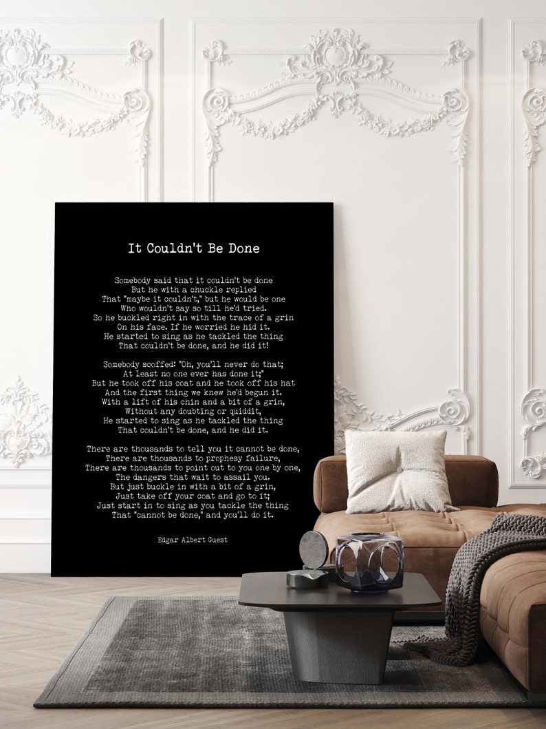 It Couldn't Be Done Edgar Albert Guest Poem Vintage Black - Etsy