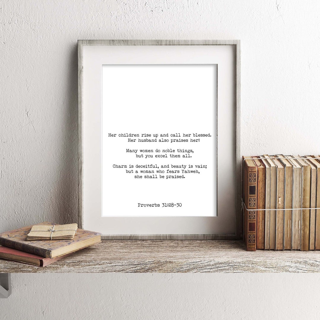 Proverbs 31 Bible Verse Print – Christian Wall Art in Typewriter Font ...