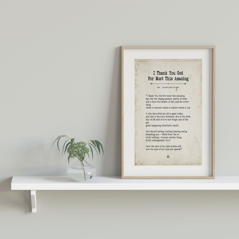 E E Cummings Book Page Inspirational Wall Art I Thank You God - Etsy