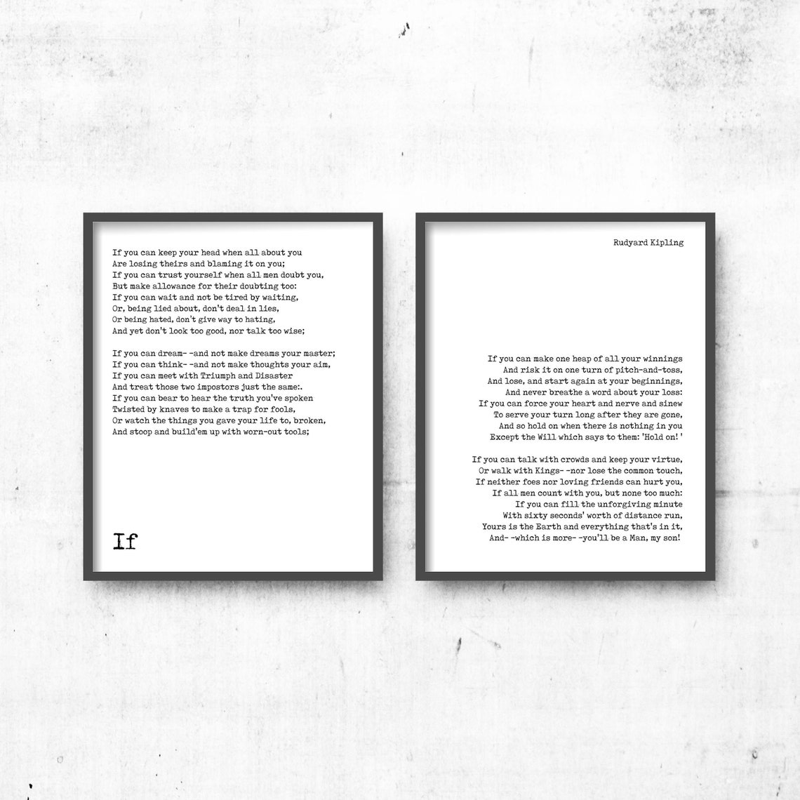 If by Kipling If Poem Prints Set of 2 Rudyard Kipling Art | Etsy