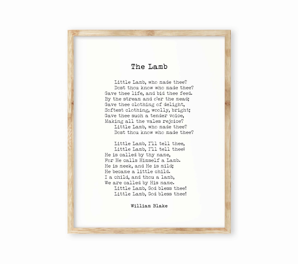 William Blake the Lamb Poem Wall Art Print in Black & White Art for ...