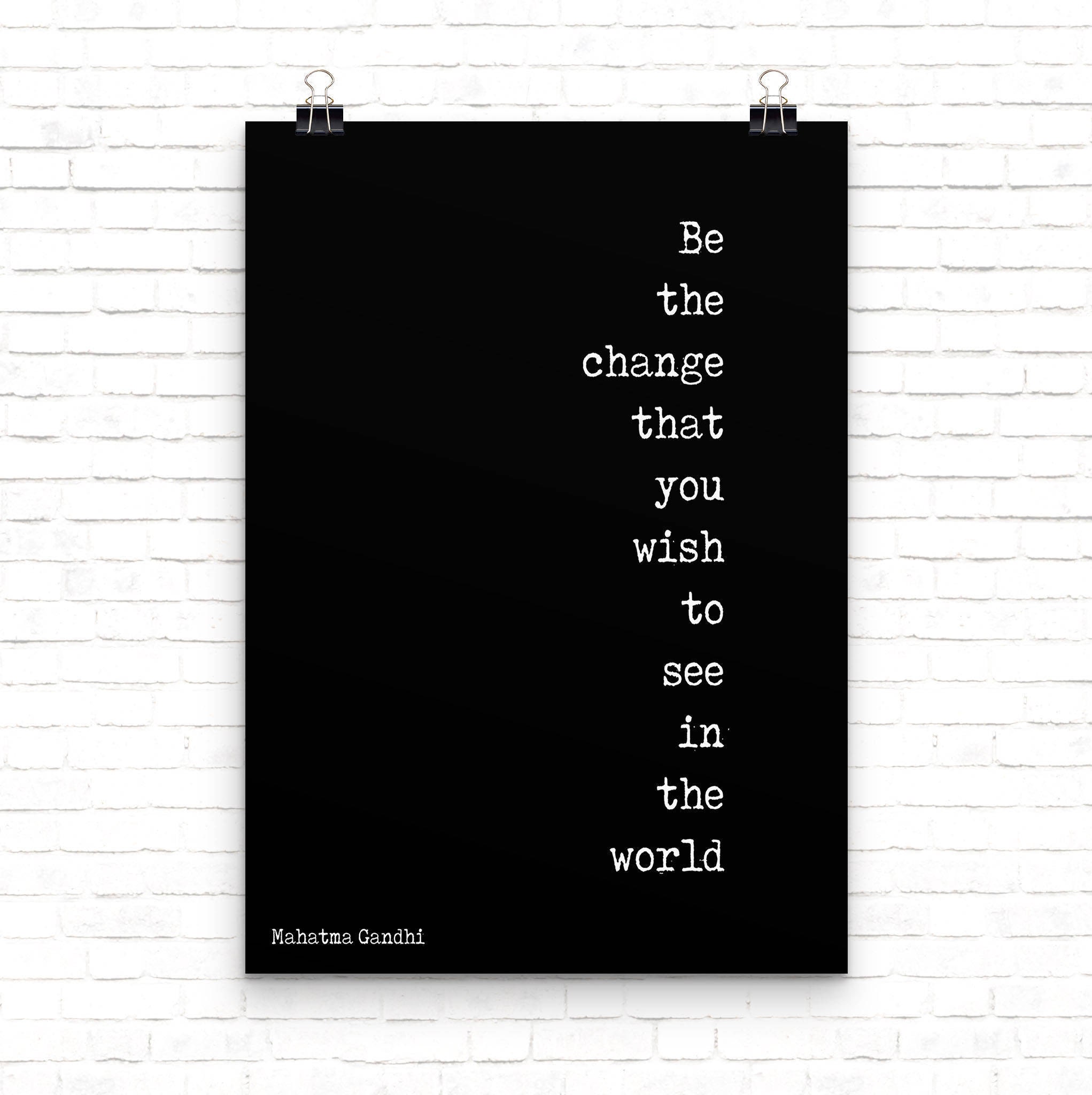 Gandhi Quote Print Be the Change Motivational Poster Life | Etsy