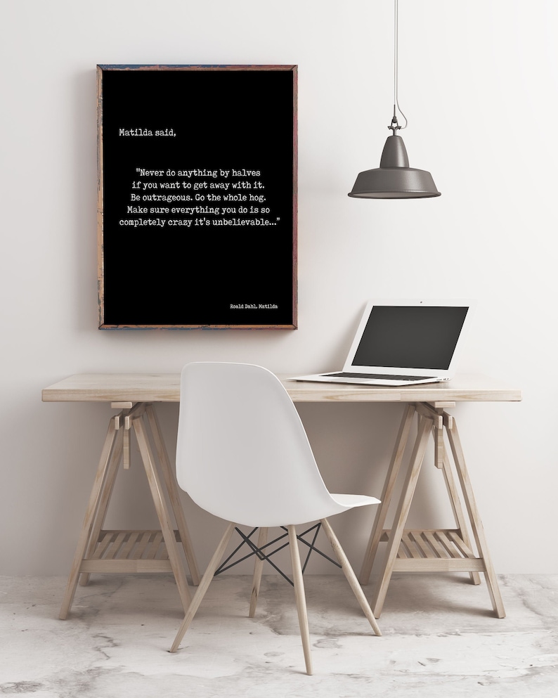 Roald Dahl Matilda Quote Art Print – Minimalist Black & White Bookish ...