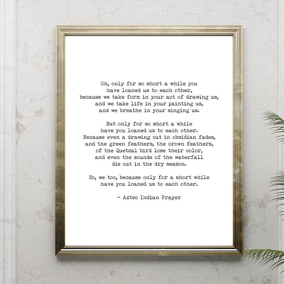 Native American Aztec Prayer Quote Print in Black & White Oh | Etsy