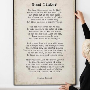 Good Timber Poetry Art Print – Douglas Malloch Tree Quote Artwork ...