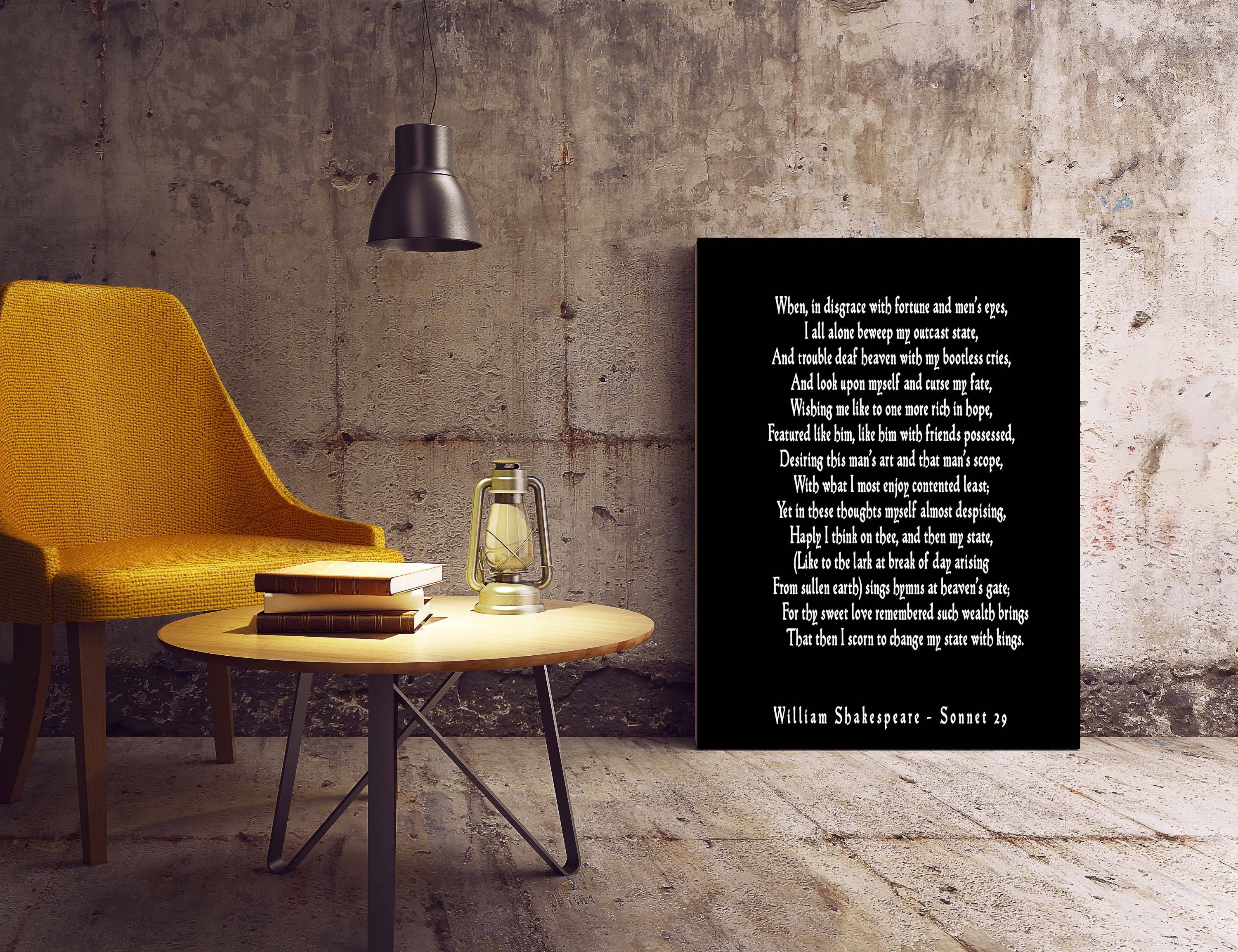 Sonnet 29 Shakespeare Wall Art, Love Poetry Art for Bedroom Decor ...