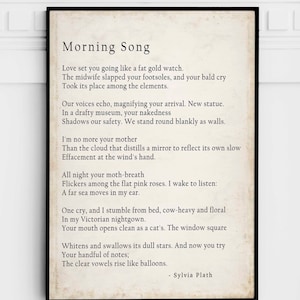 Sylvia Plath Morning Song Poem Wall Art, Feminist Poetry Print for ...