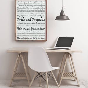 Pride and Prejudice Jane Austen Print for Bedroom Decor, Literary Art ...