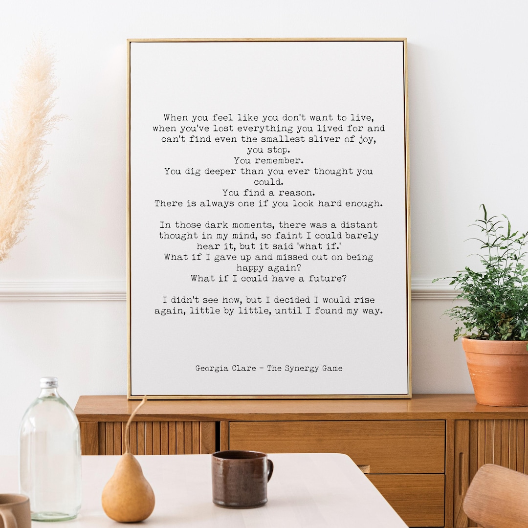 Black & White Literary Quote Art Print – Minimalist Healing Wall Decor ...