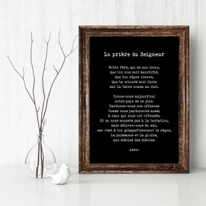 French Lord's Prayer Unframed Quote Print in Black & White, Prière Du ...