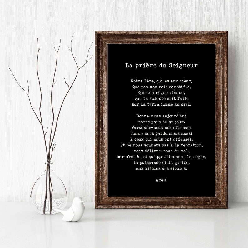 French Lord’s Prayer Print – La Prière Du Seigneur in Vintage ...