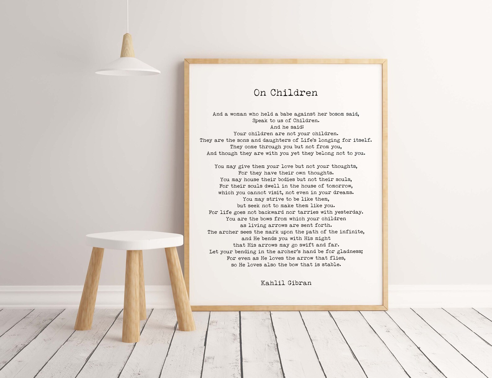 On Children Poem Kahlil Gibran Wall Art Prints Unframed in Black ...
