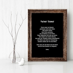 German Lord's Prayer Unframed and Framed Quote Print in Black & White ...
