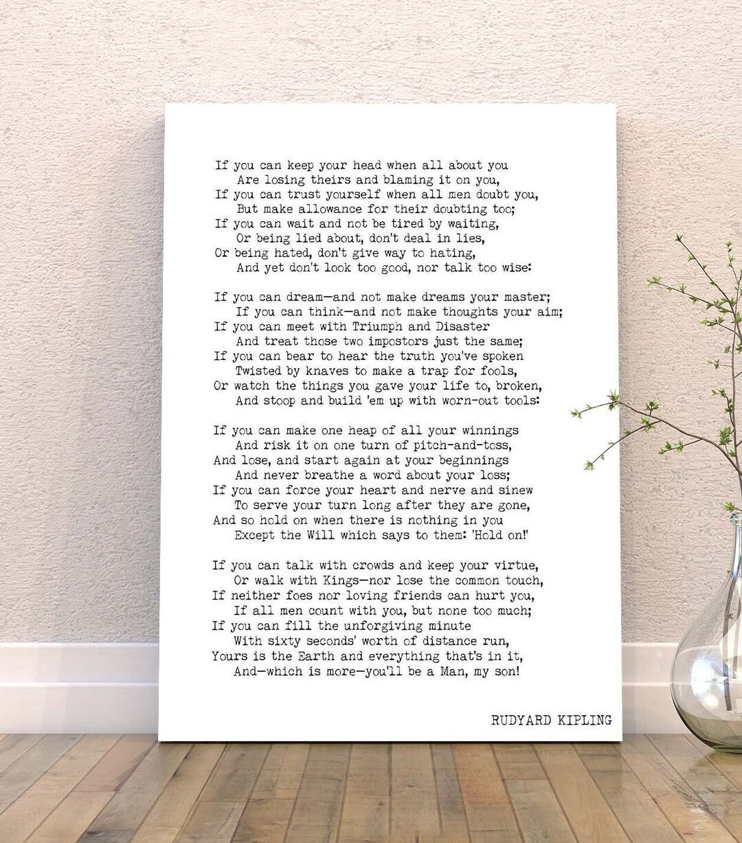 IF by Kipling Poem Canvas Art Print, Rudyard Kipling Poetry Art Print ...