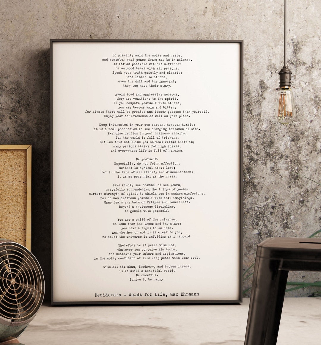 Desiderata Framed Art Print by Max Ehrmann - Etsy