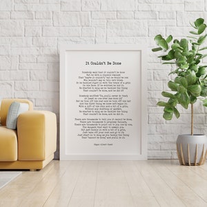 It Couldn't Be Done Edgar Albert Guest Poem, Vintage Black & White ...