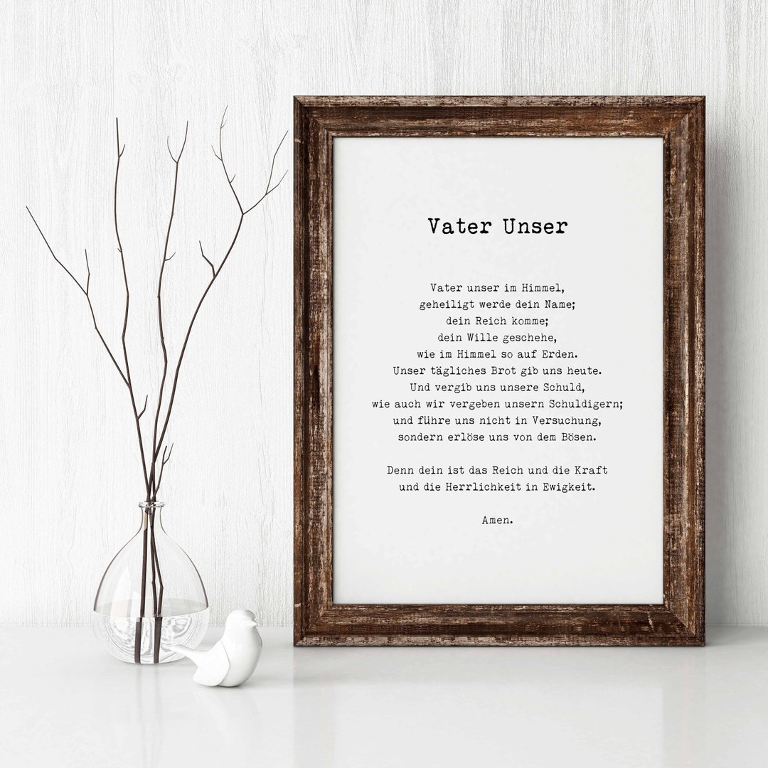 German Lord's Prayer Unframed and Framed Quote Print in Black & White ...