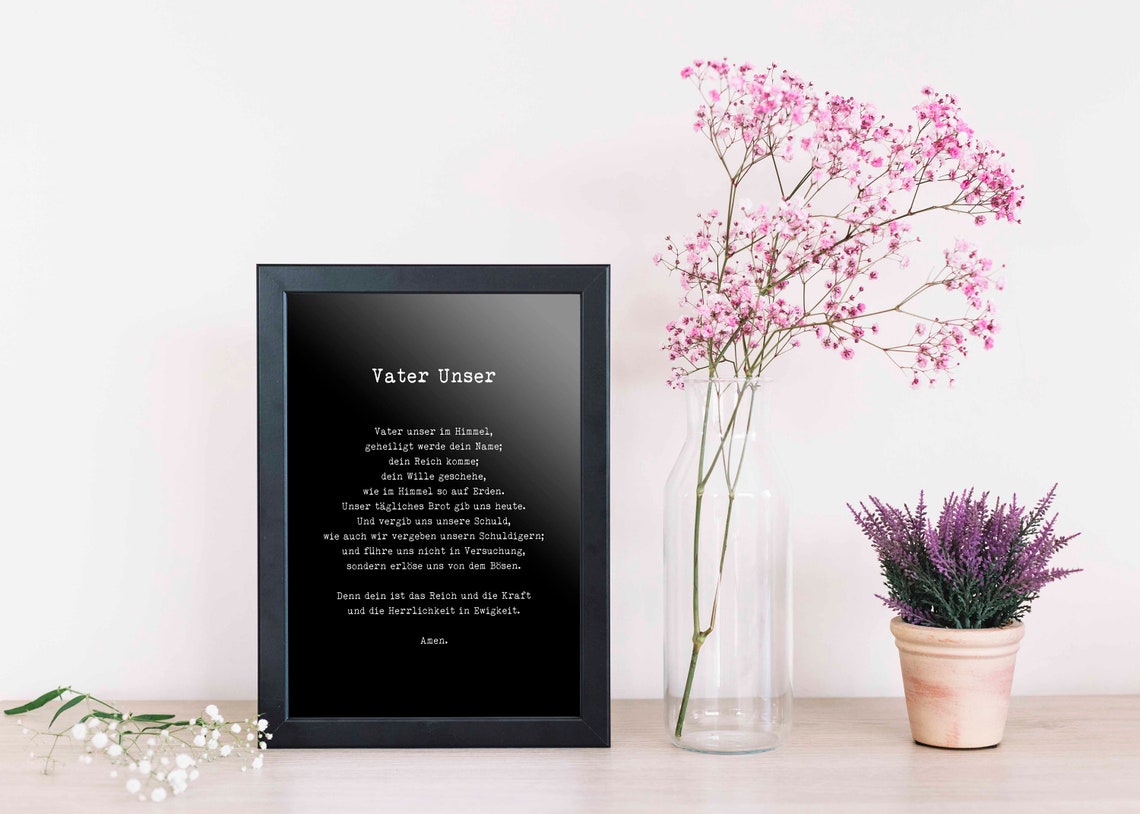 German Lord's Prayer Unframed and Framed Quote Print in - Etsy