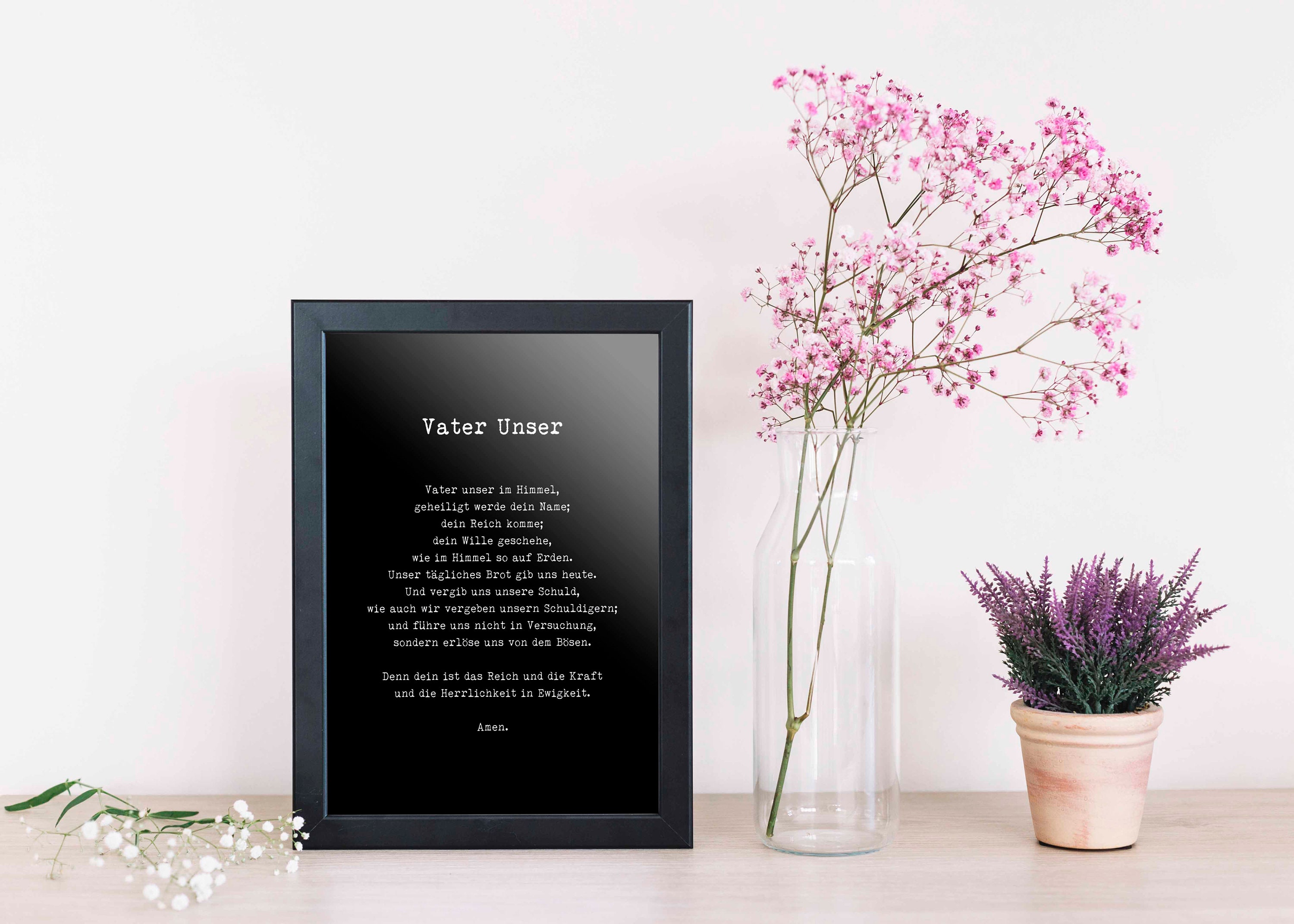 German Lord's Prayer Unframed and Framed Quote Print in Black & White ...