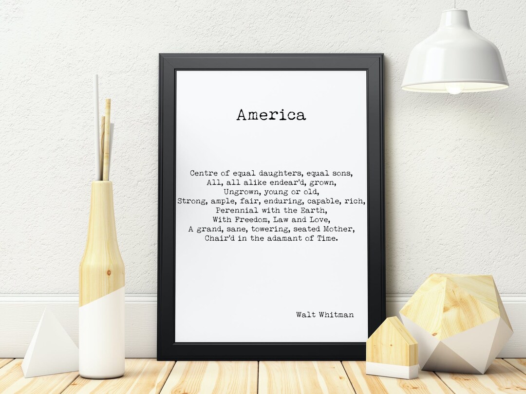Walt Whitman America Poem Print Literary Wall Art Typewriter Style ...