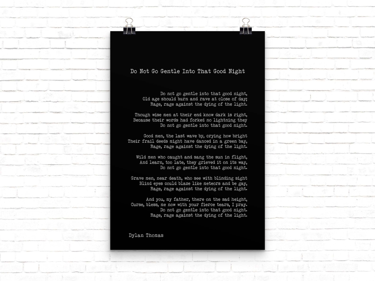 Dylan Thomas Poem Print Do Not Go Gentle Into That Good Night - Etsy