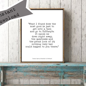 Breakfast at Tiffanys Print, Printable Art Quotes, Audrey Hepburn Art ...