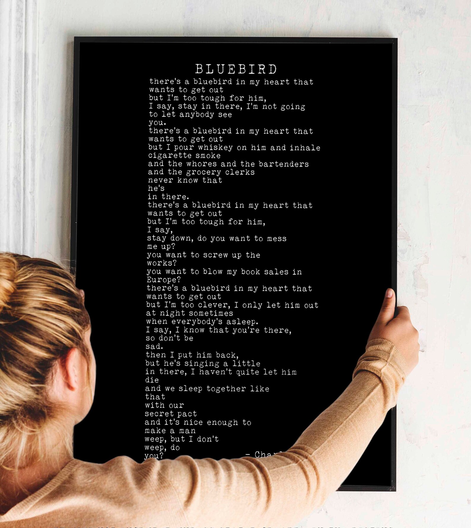 Charles Bukowski BLUEBIRD Poem Print Minimalist Black & White - Etsy UK