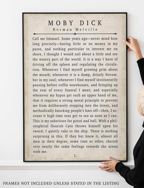 Moby Dick Herman Melville Book Quote Print Vintage Page 1. - Etsy