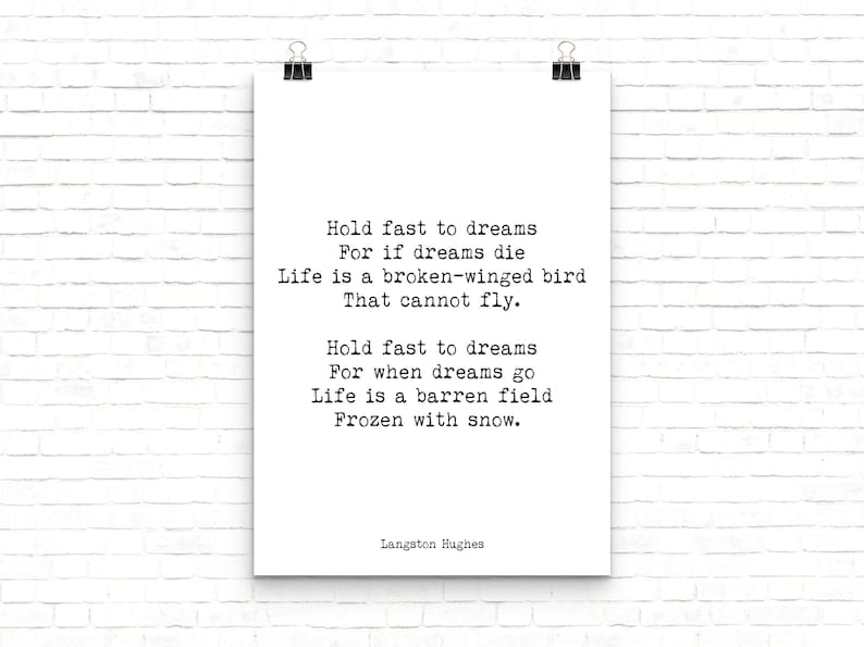 Langston Hughes Hold Fast to Dreams Poem Print Inspirational - Etsy