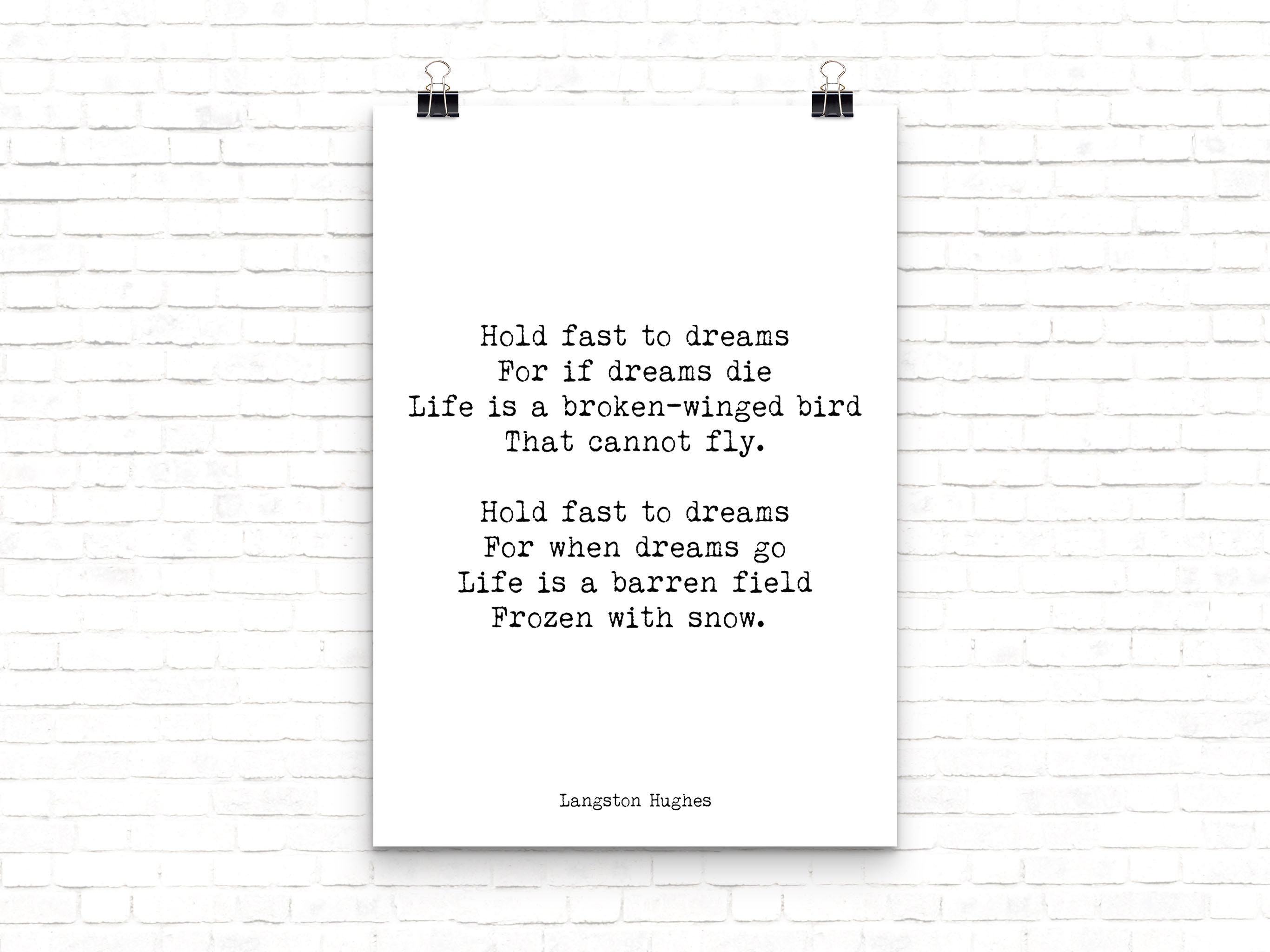 Langston Hughes Hold Fast to Dreams Poem Print Inspirational - Etsy UK