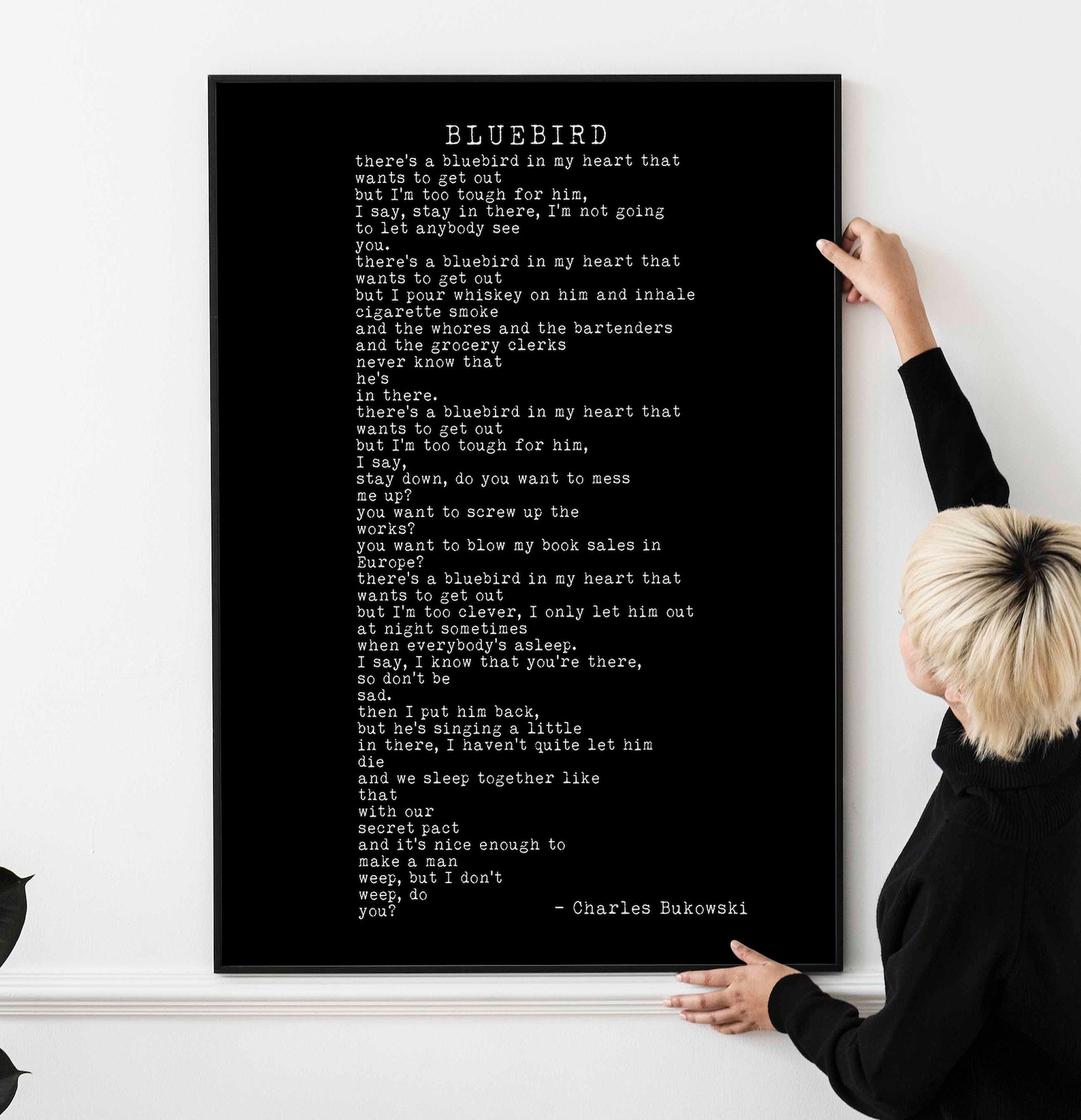 Charles Bukowski BLUEBIRD Poem Print Minimalist Black & White - Etsy UK