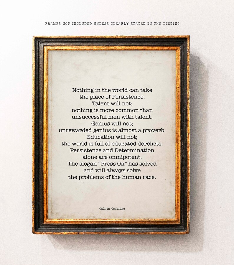 Calvin Coolidge Presidential Quote Print, Persistence Inspirational ...
