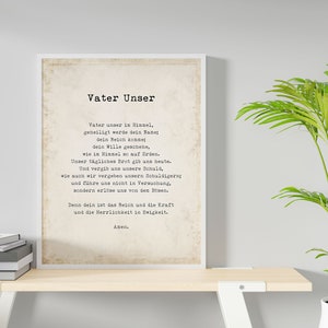 German Lord's Prayer Unframed and Framed Quote Print in Black & White ...