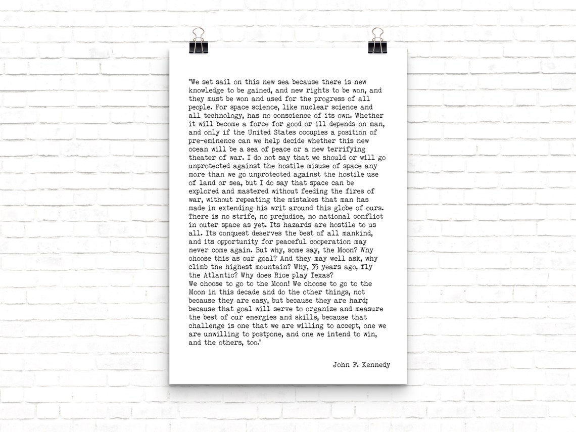 John F. Kennedy Quote Print We Choose to Go to the Moon - Etsy